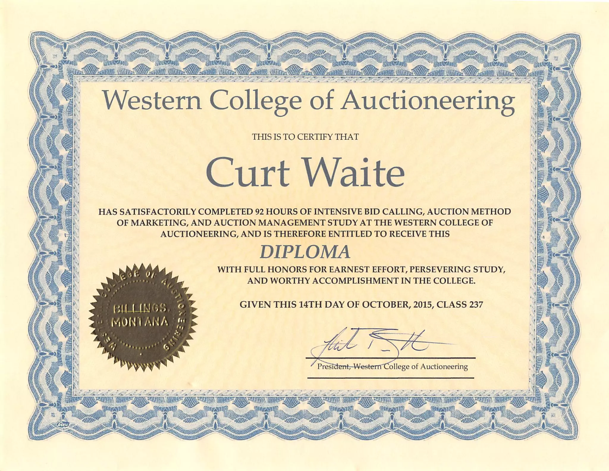 WCA Diploma 10-14-15 | PDF