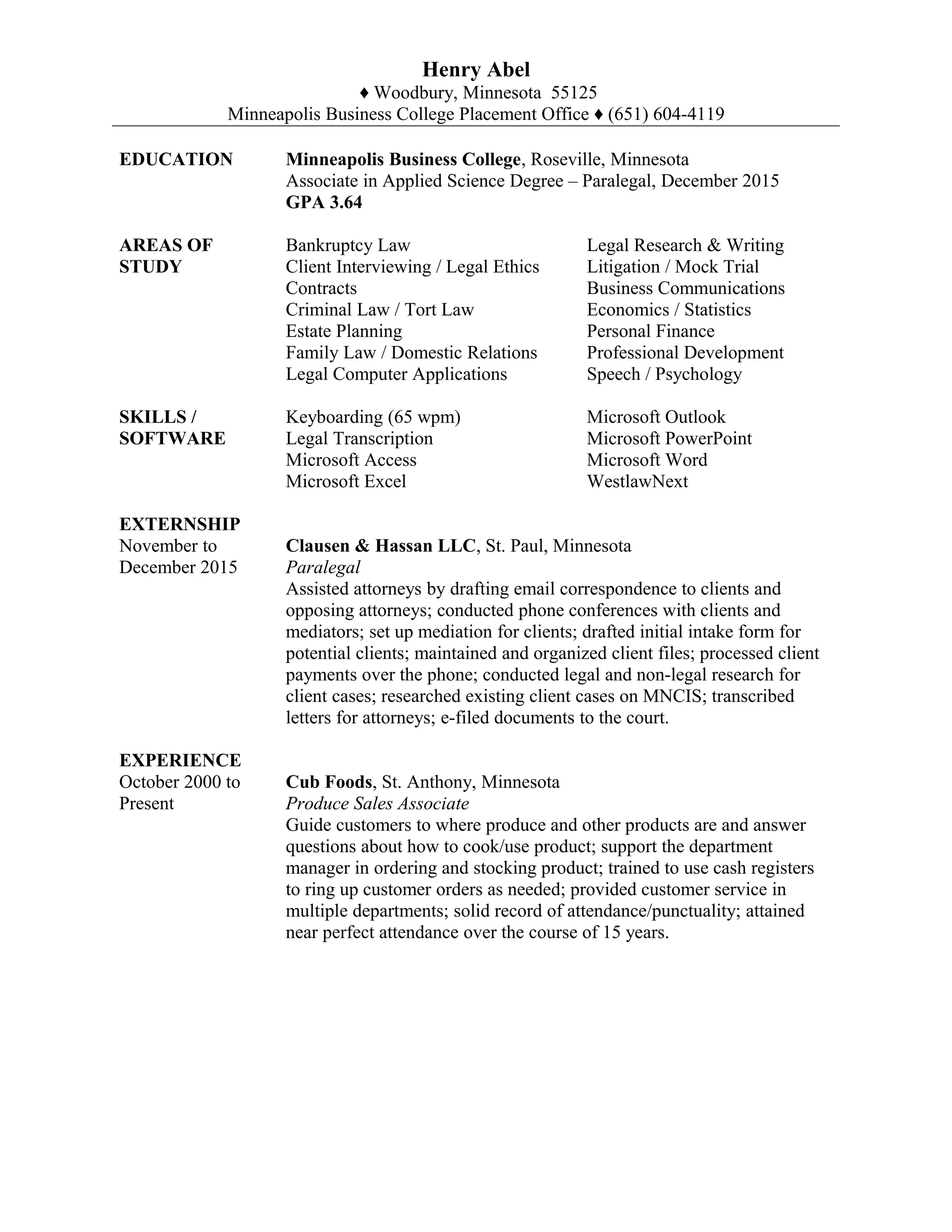 Abel, Henry Resume Updated Version | DOC
