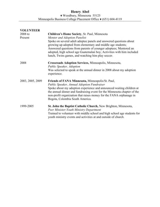 Abel, Henry Resume Updated Version | DOC