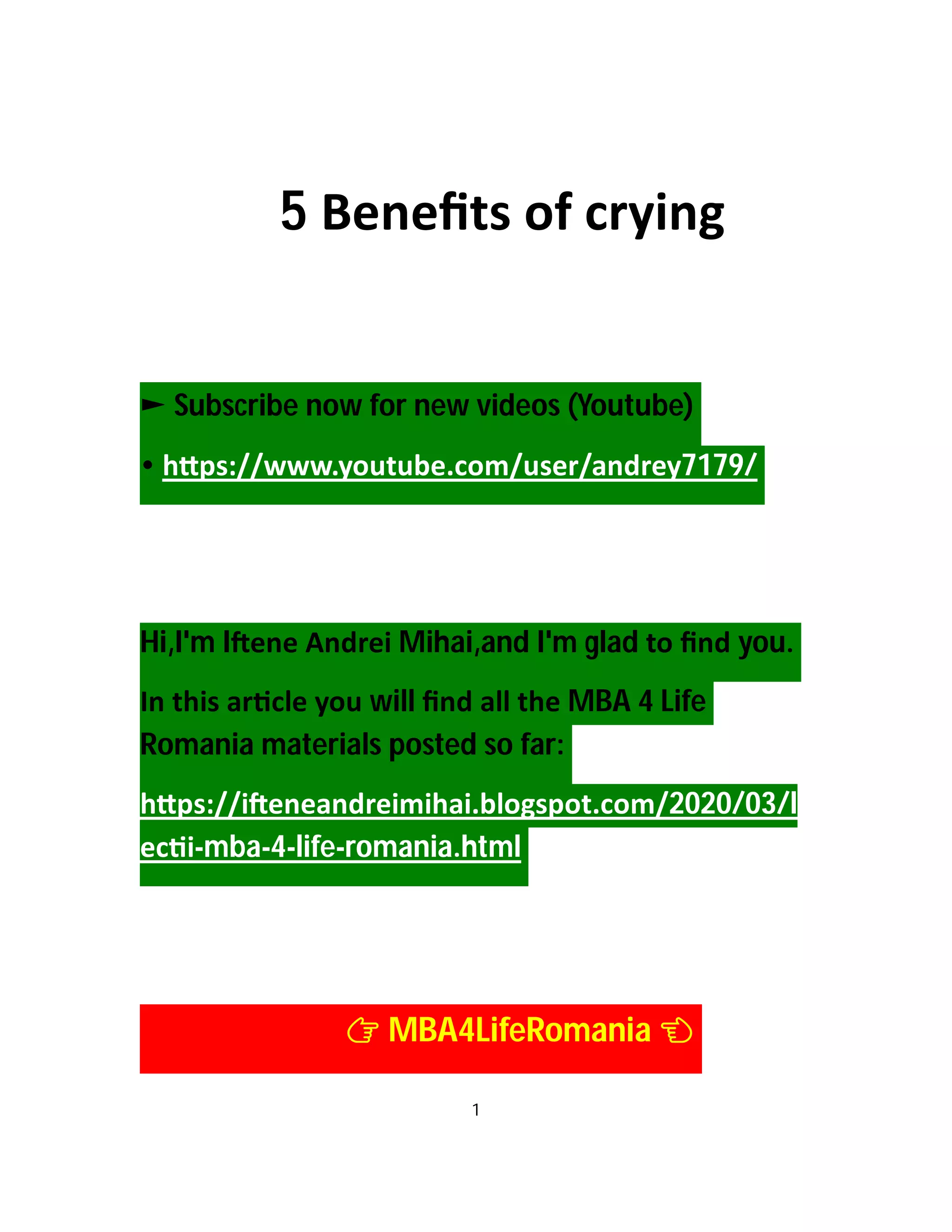 5 Benefits of Crying | PDF