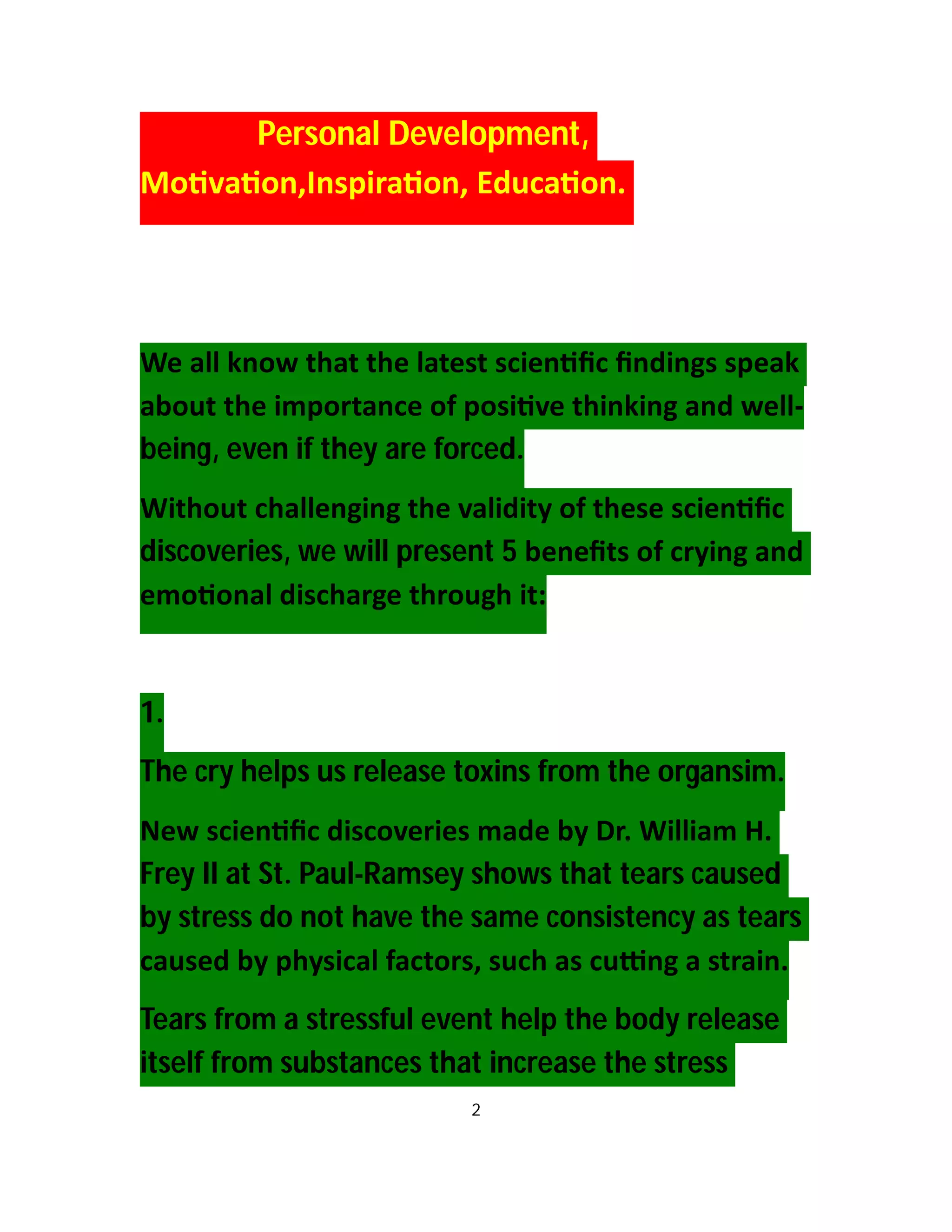 5 Benefits of Crying | PDF