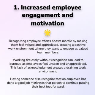 5 Benefits of Employee Recognition and Statistics for HR Leaders | PDF