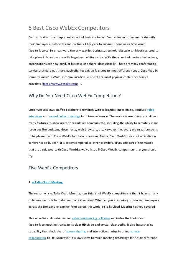 5 best cisco webex competitors