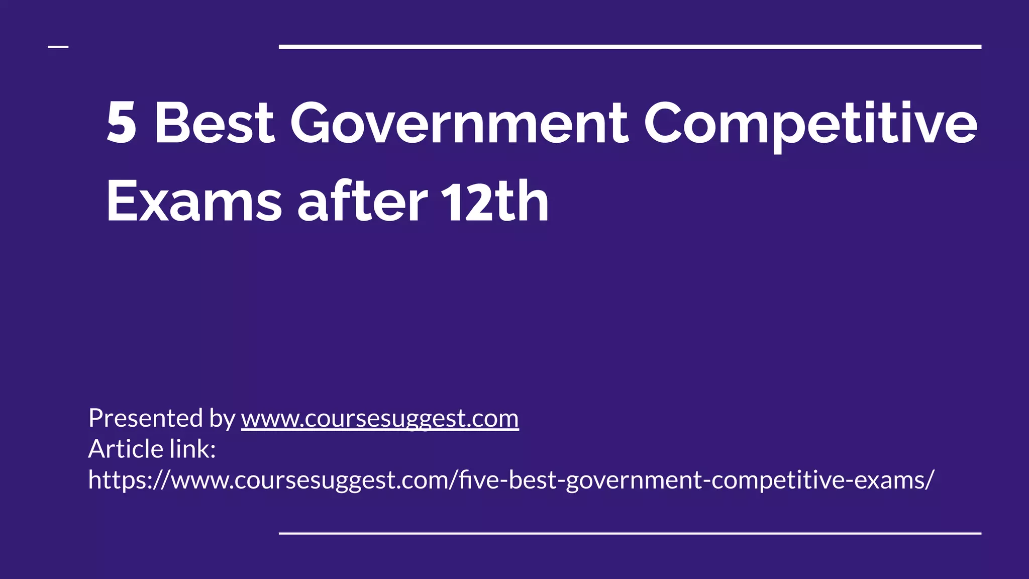 5 best government competitive exams after 12th | PDF