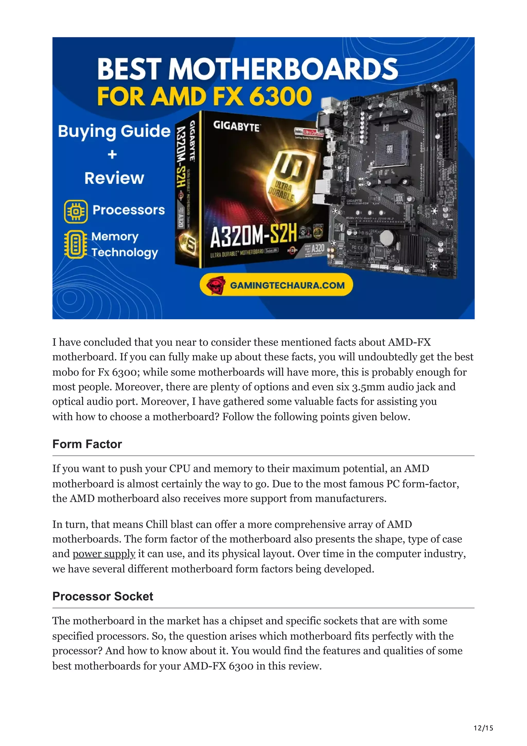 5 Best Motherboards for AMD FX 6300 with Integrated Graphics | PDF