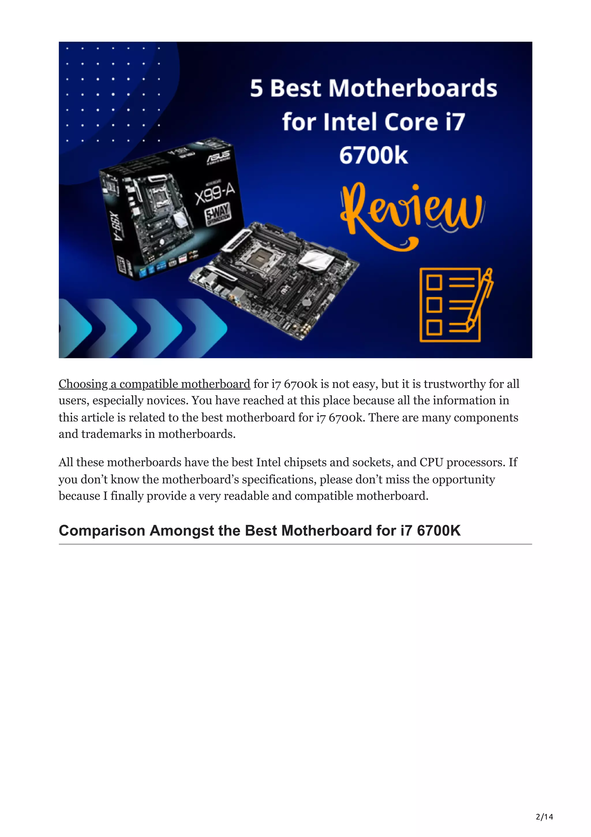 5 Best Motherboards for Intel Core i7 6700k in 2023 Review | PDF