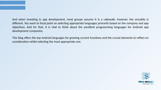 5 Best programming languages for android app development in 2025 ...