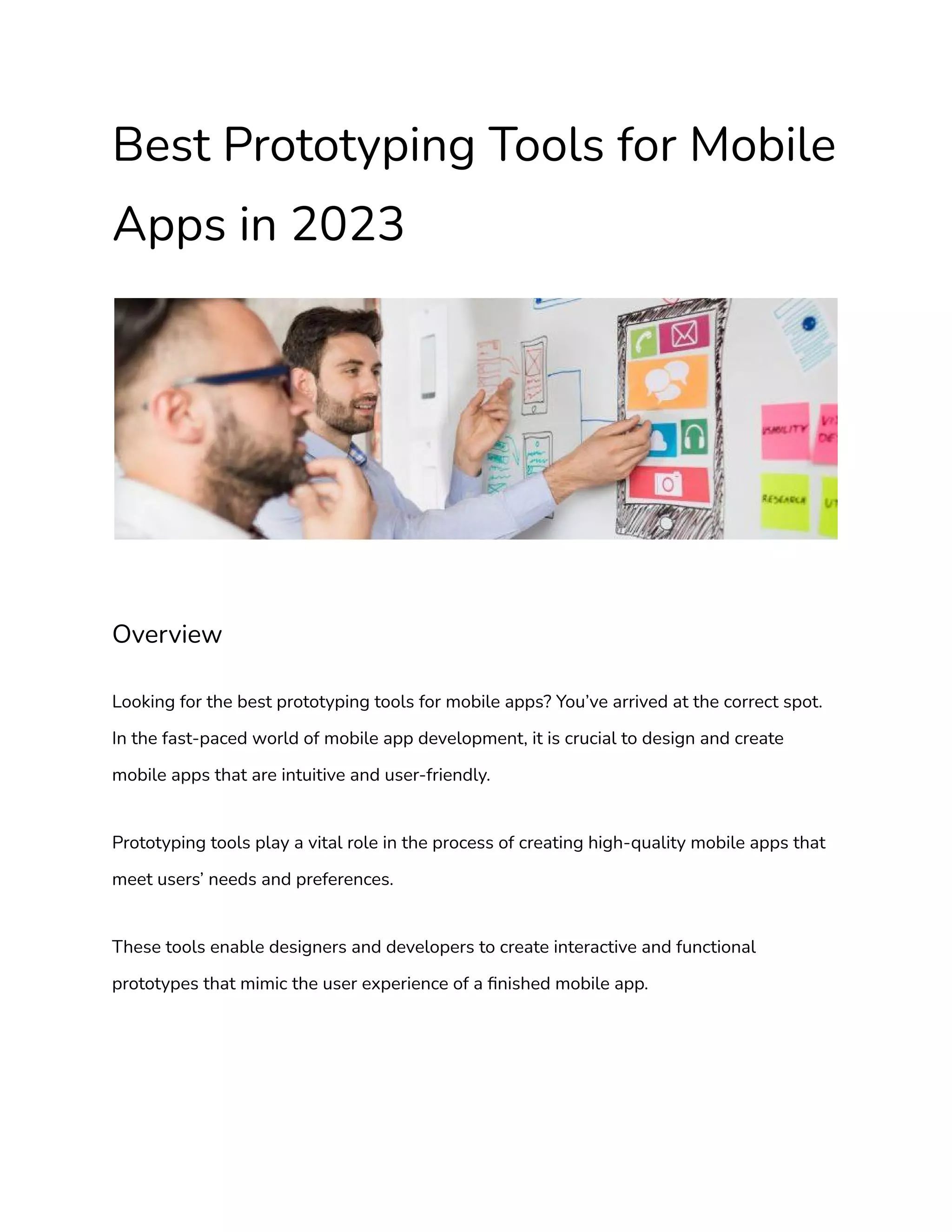 5 Best Prototyping Tools for Mobile Apps in 2023 | PDF | Graphics ...