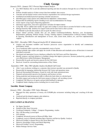 George, Cindy_Resume | DOCX | Databases | Computer Software and ...