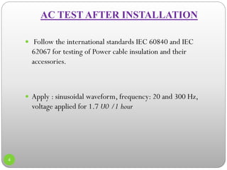 Insulation testing of power cable | PDF
