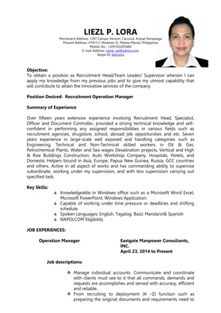 LIEZL P. LORA CV 2014 | PDF