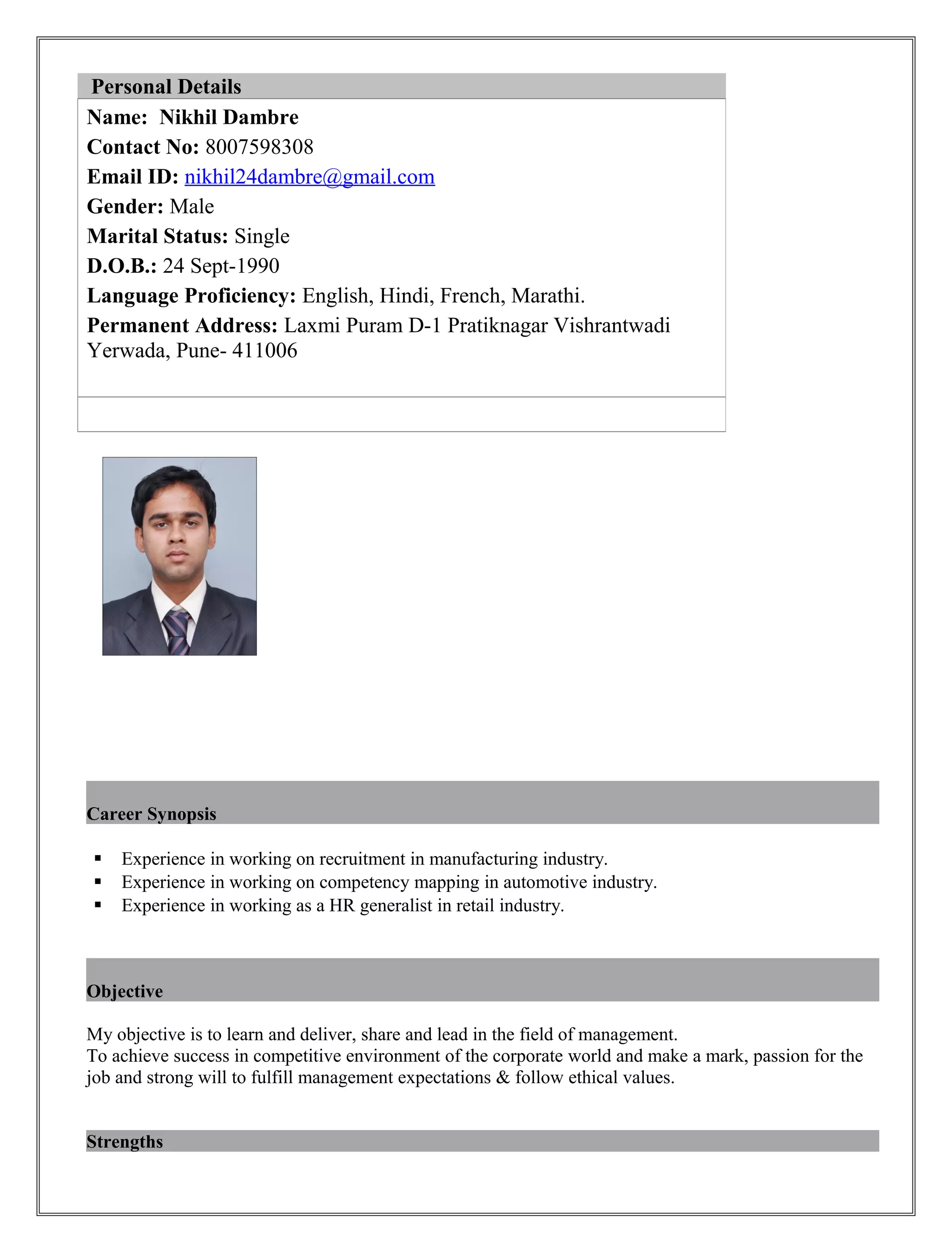 HR Nikhil Resume | DOC