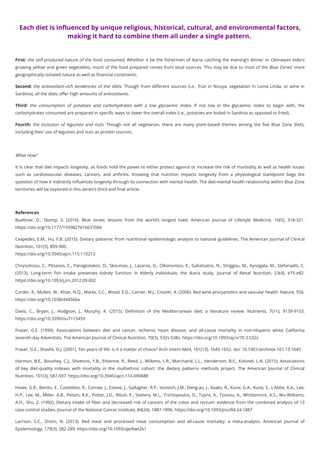 Blue Zones and Their Role in the Diet-Mental Health Relationship | PDF