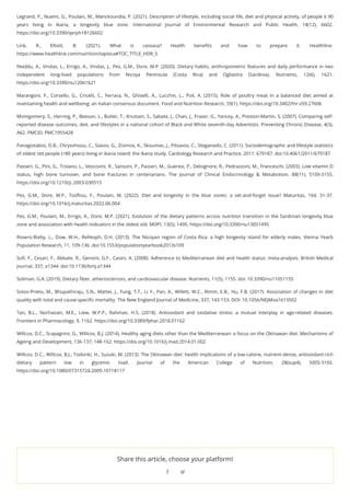 Blue Zones and Their Role in the Diet-Mental Health Relationship | PDF