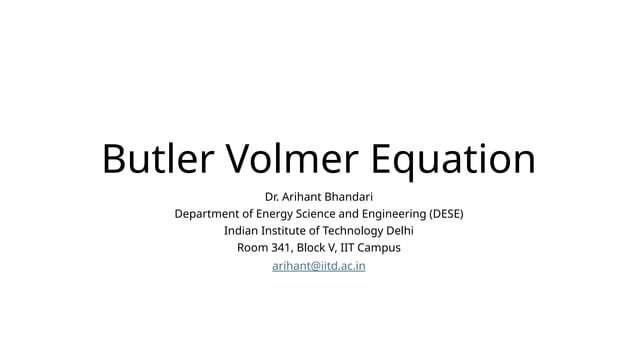5 Butler Volmer equation derivation notes | PPT