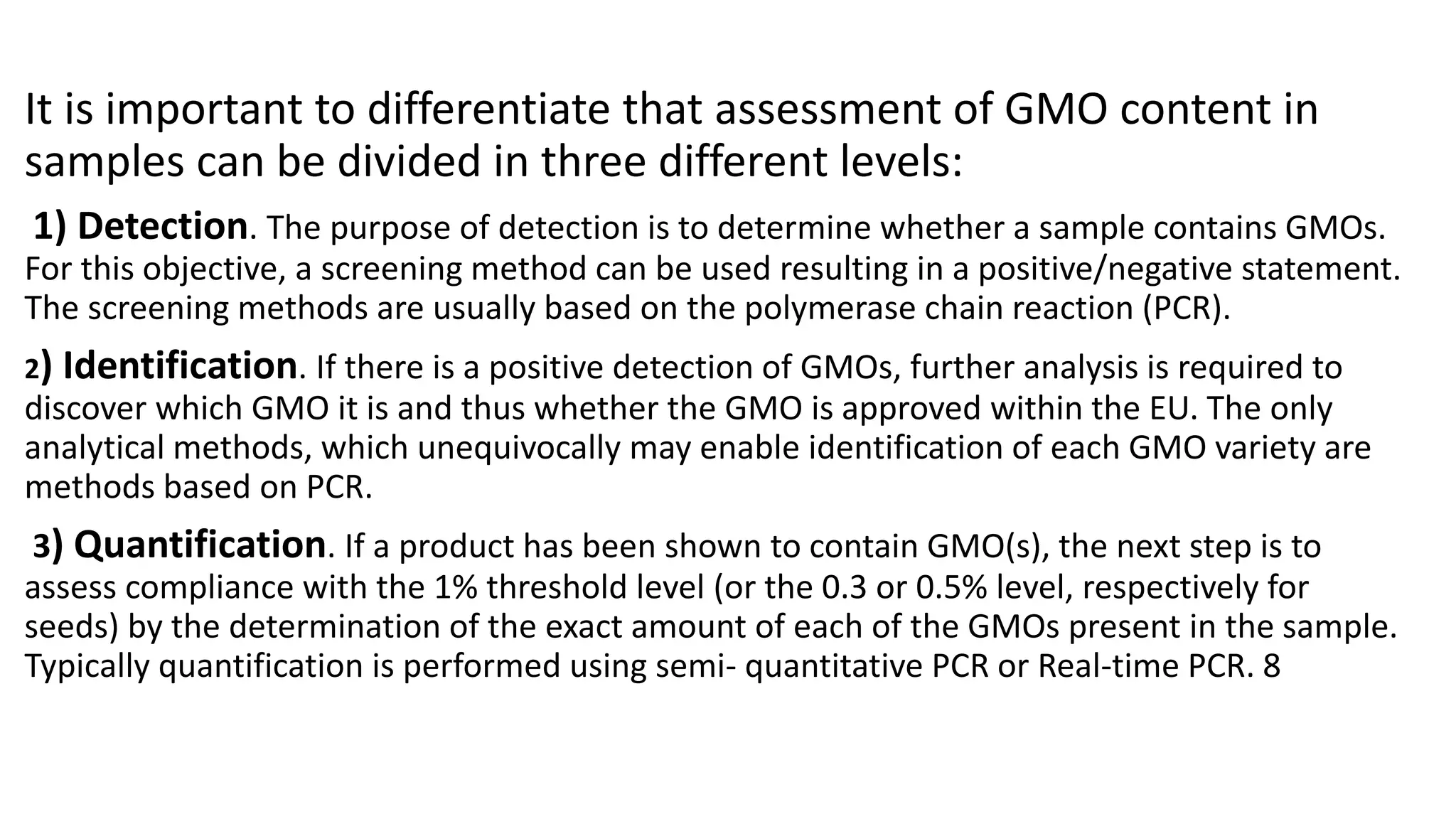 Detection of Genetically modified plants and Organic Seed production. | PPTX