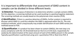 Detection of Genetically modified plants and Organic Seed production ...