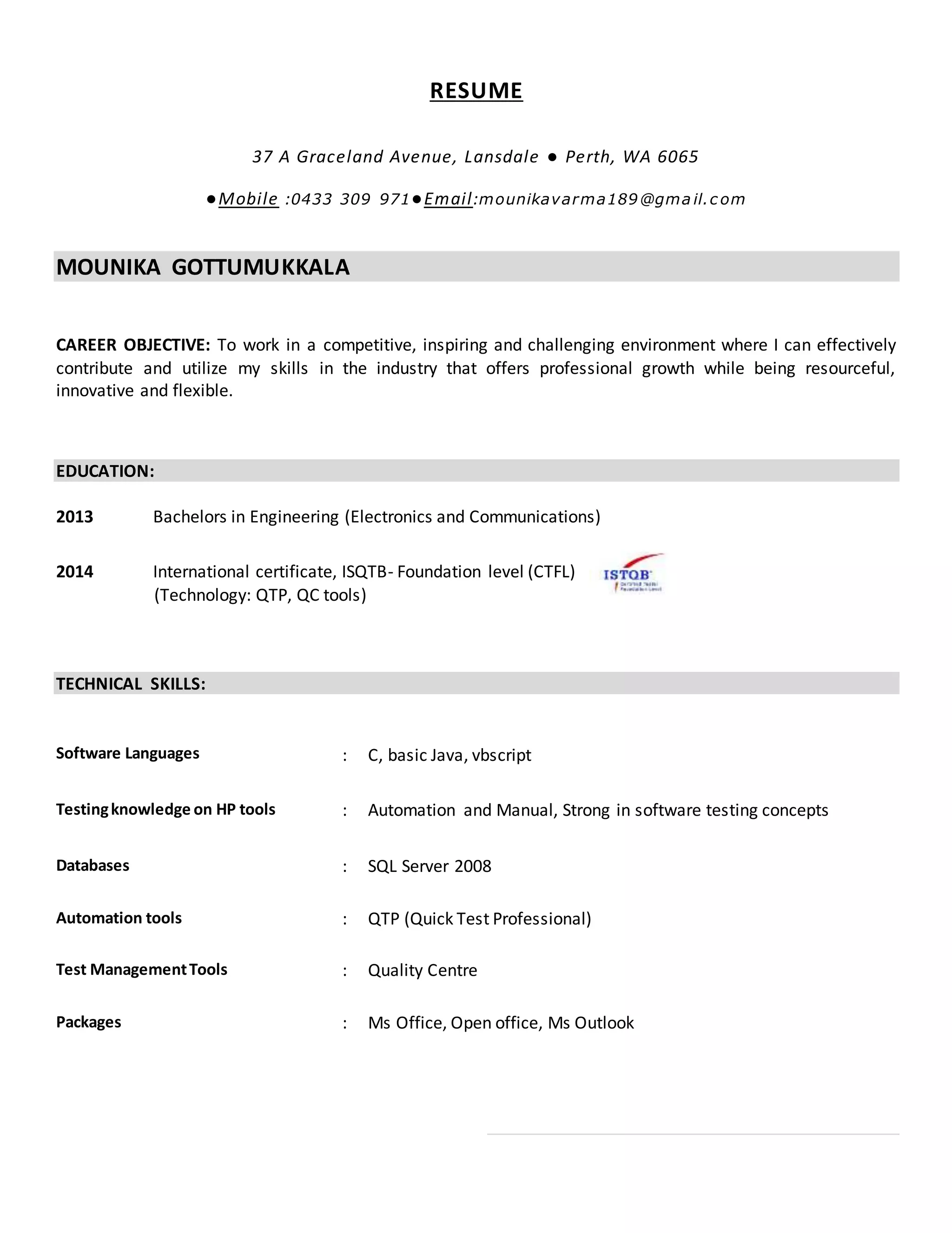 Mounika Gottumukkala - Resume | PDF