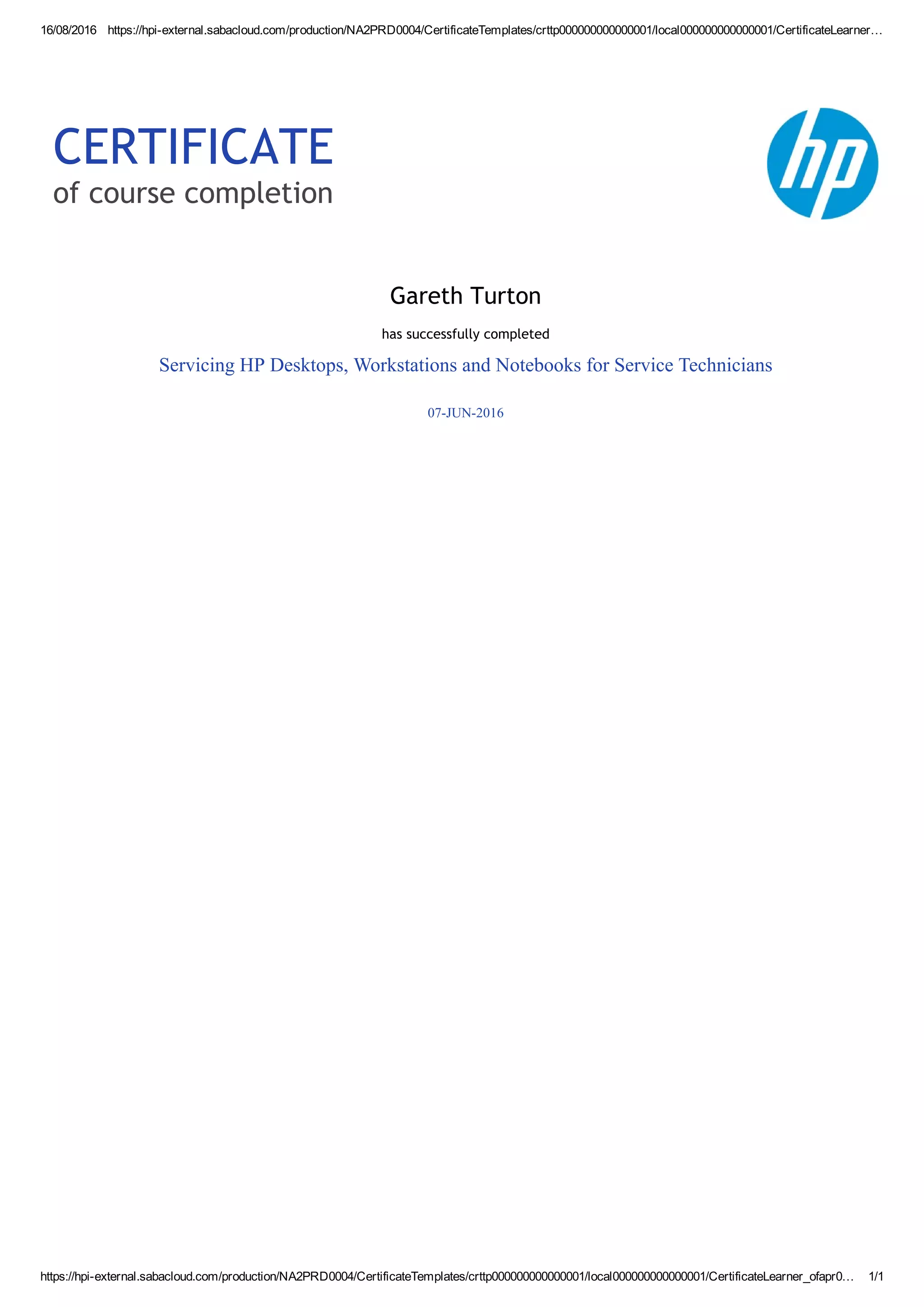 hp certificate | PDF | Computing | Technology & Computing