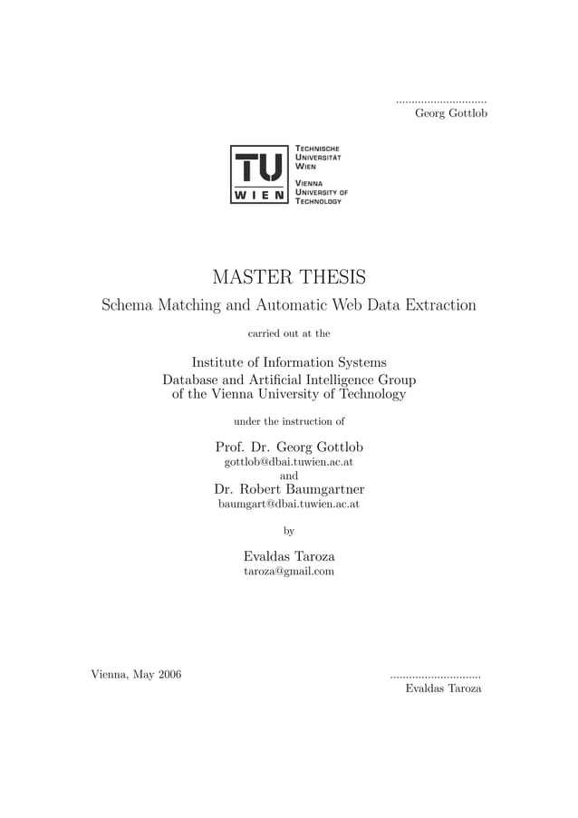 [Evaldas Taroza - Master thesis] Schema Matching and Automatic Web Data Extraction | PDF ...