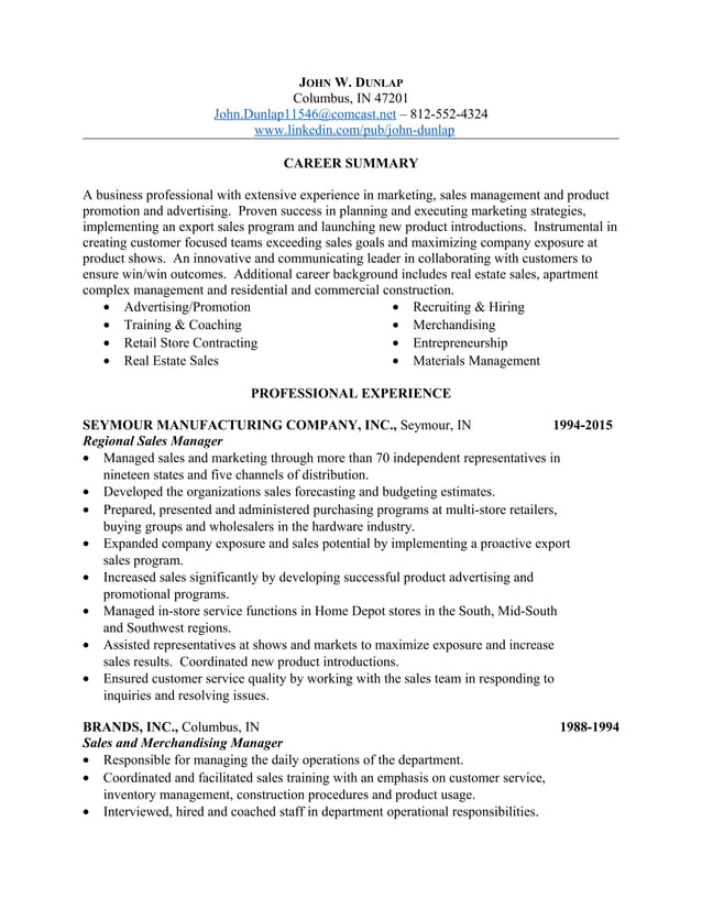 John W. Dunlap Resume1 | PDF