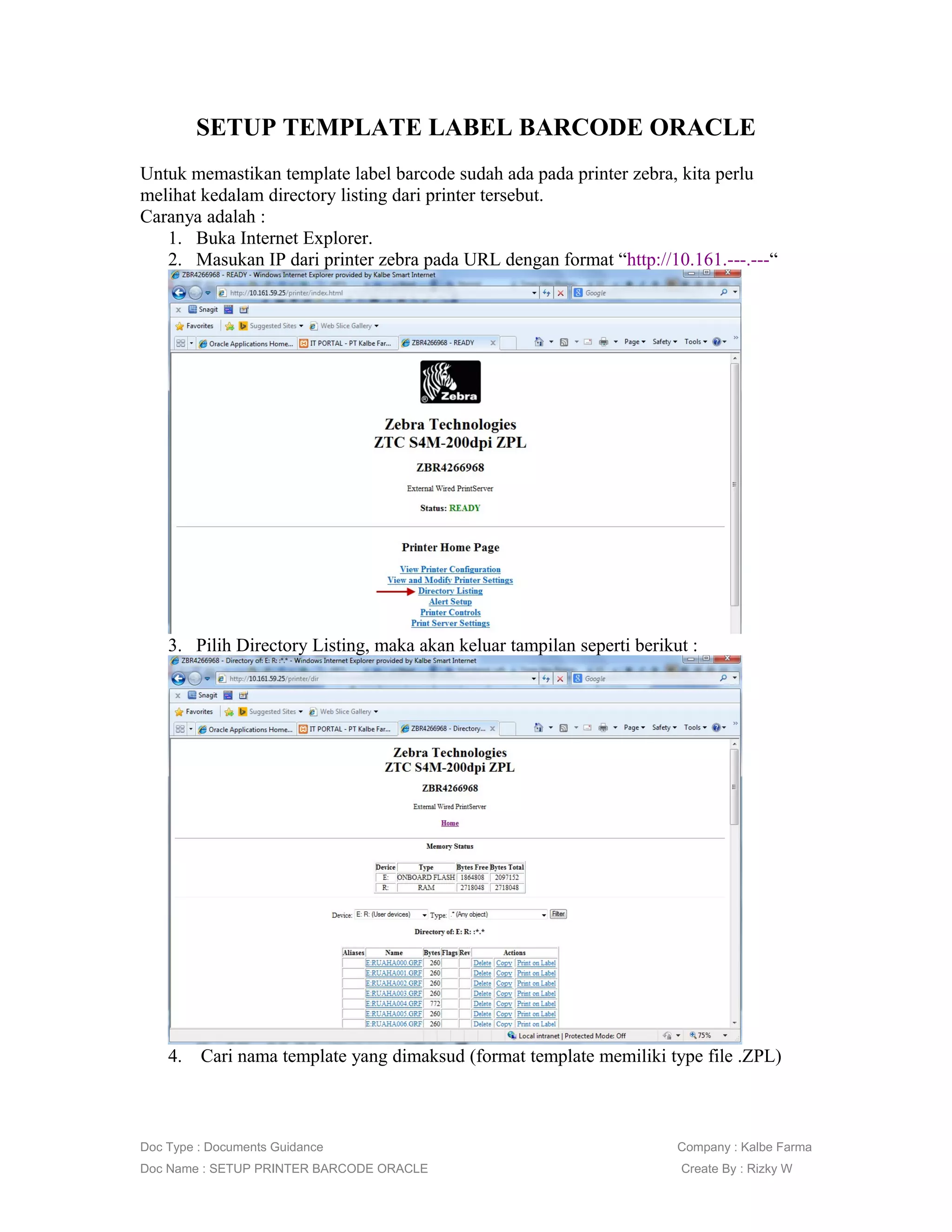 SETUP TEMPLATE LABEL BARCODE | PDF