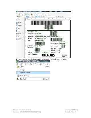 SETUP TEMPLATE LABEL BARCODE | PDF