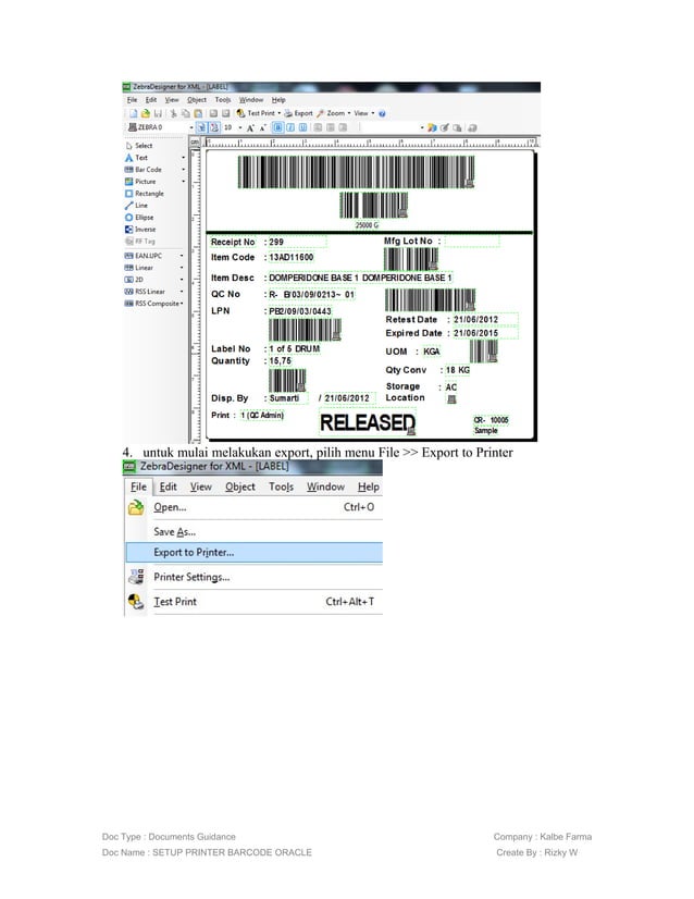 SETUP TEMPLATE LABEL BARCODE | PDF