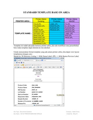 SETUP TEMPLATE LABEL BARCODE | PDF