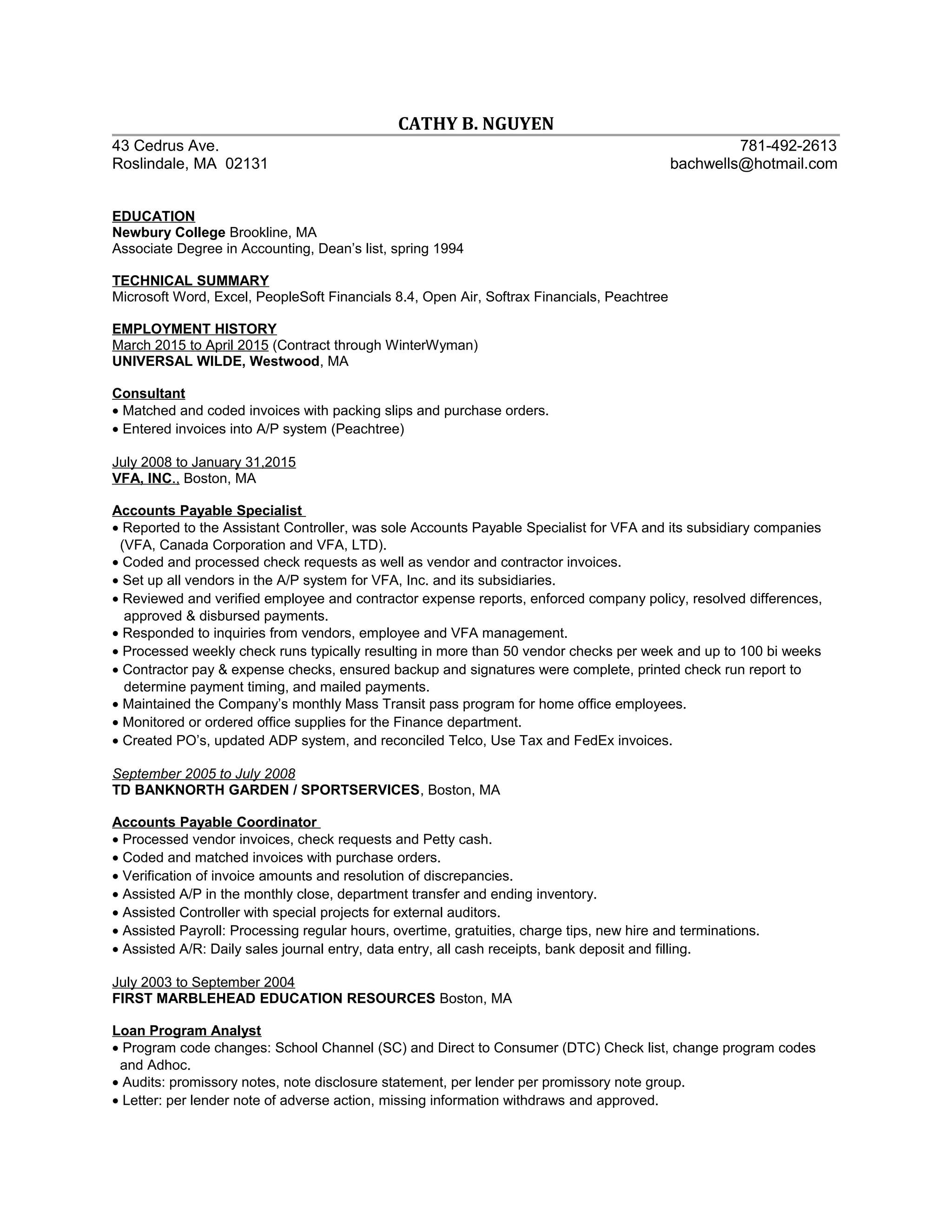 Cathy Nguyen resume | DOC