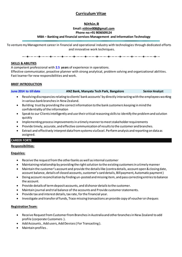 Nithin CV 2016 Updated | PDF