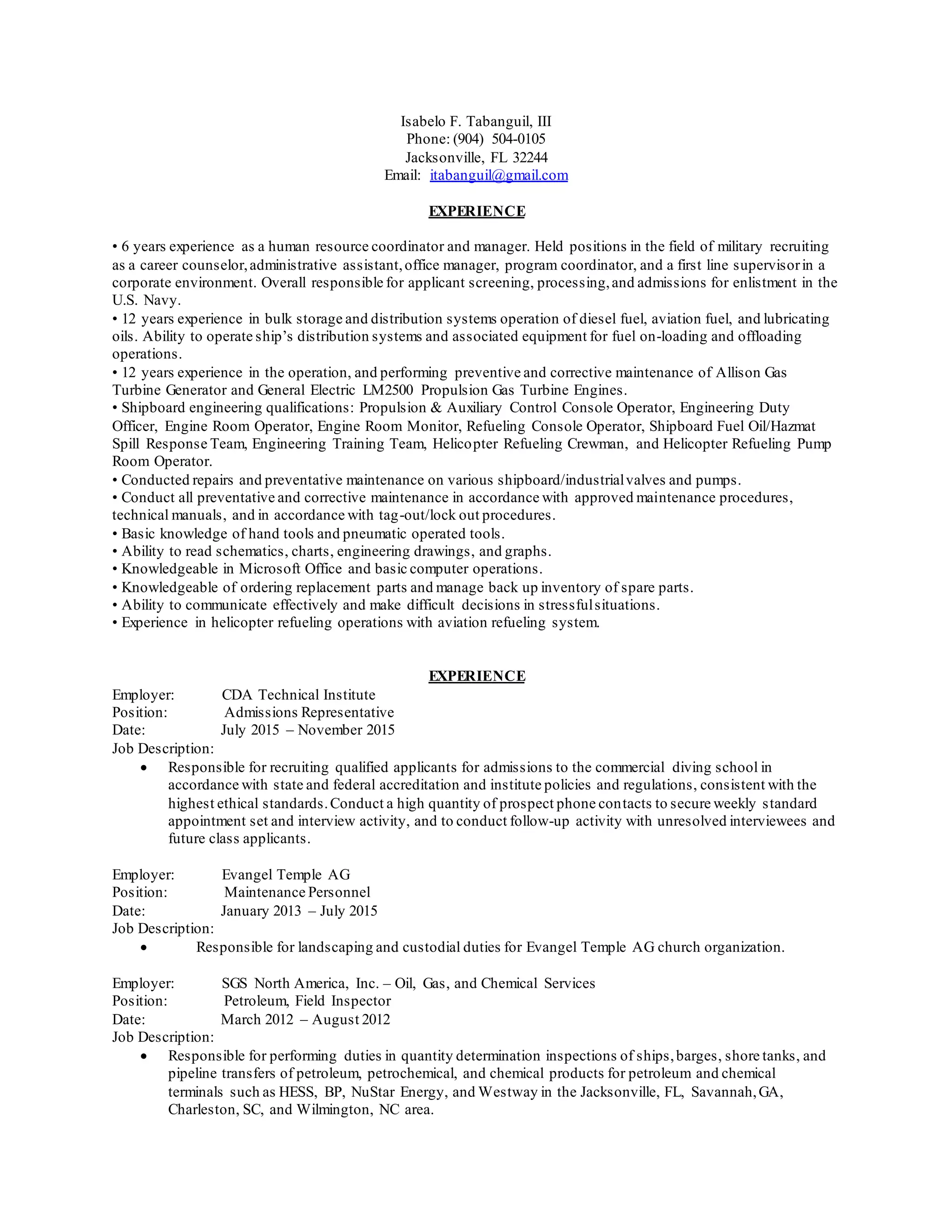 Resume Isabelo Tabanguil | DOCX