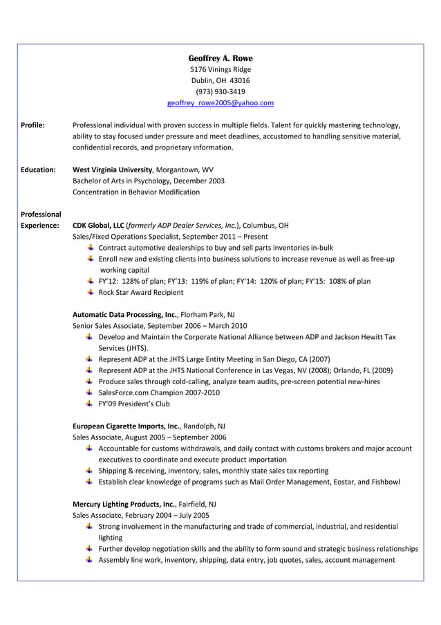 Geoffrey A. Rowe - Resume | PDF