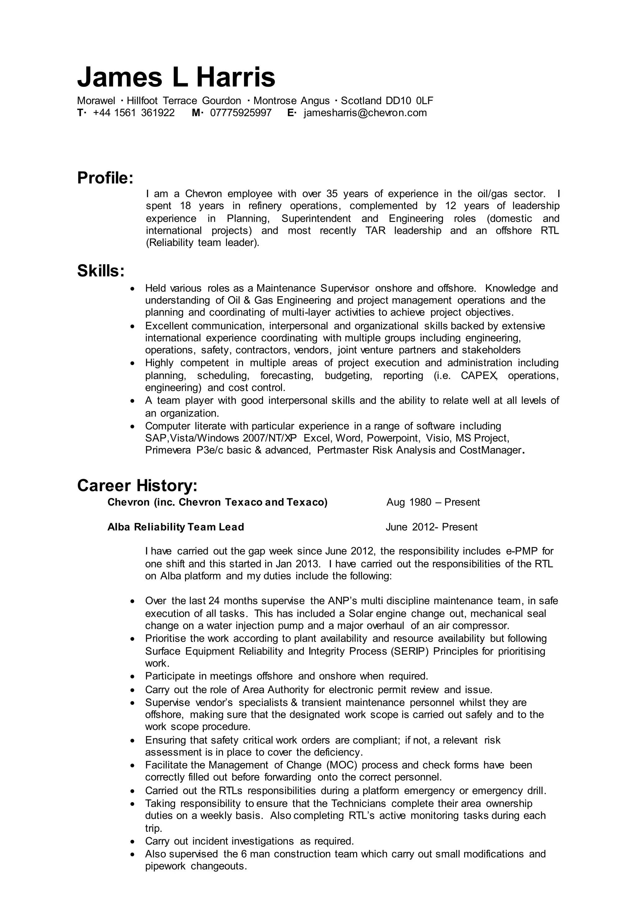 James L Harris CV | DOCX