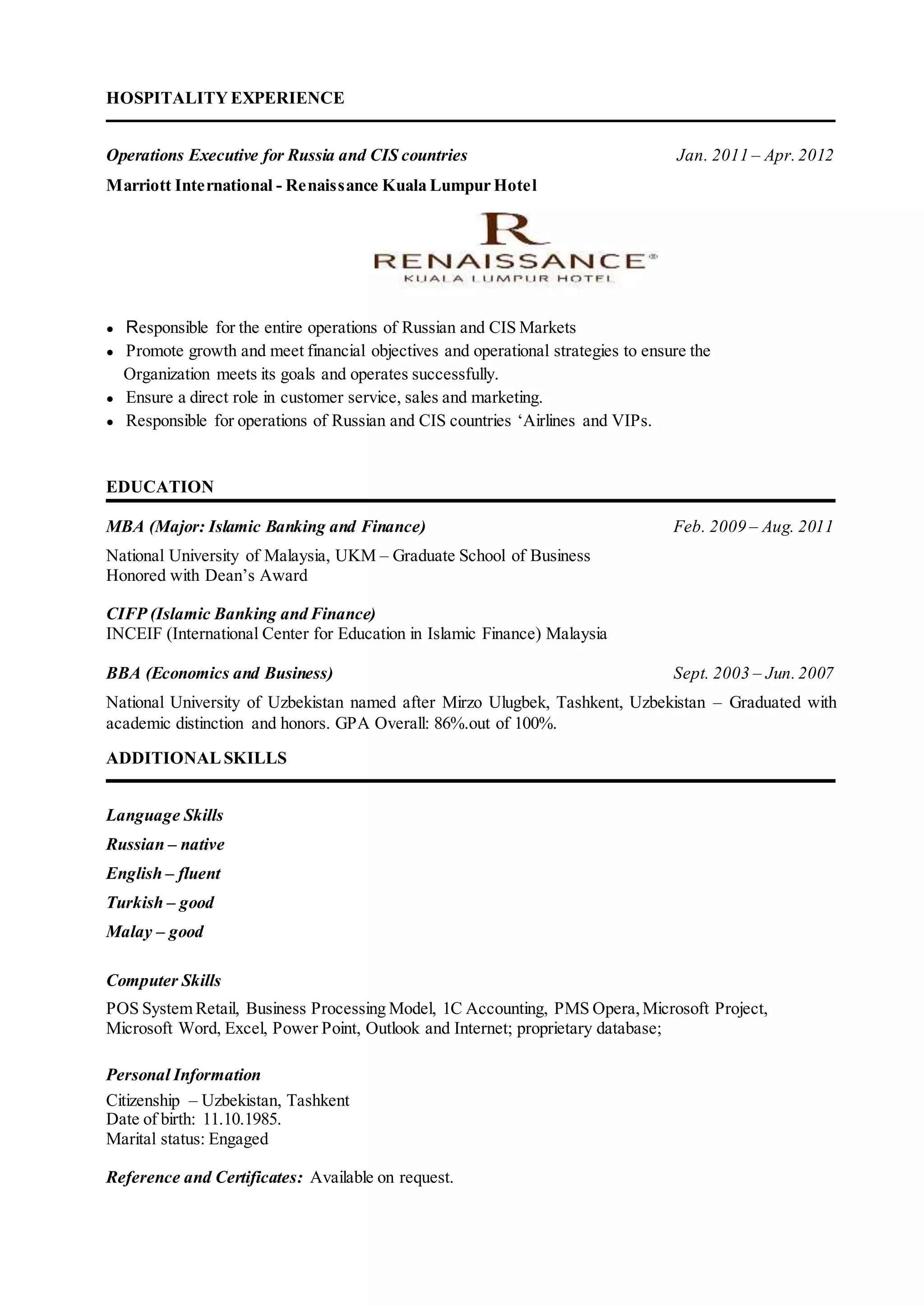 RESUME (1) (1) | DOCX | Sales | Business