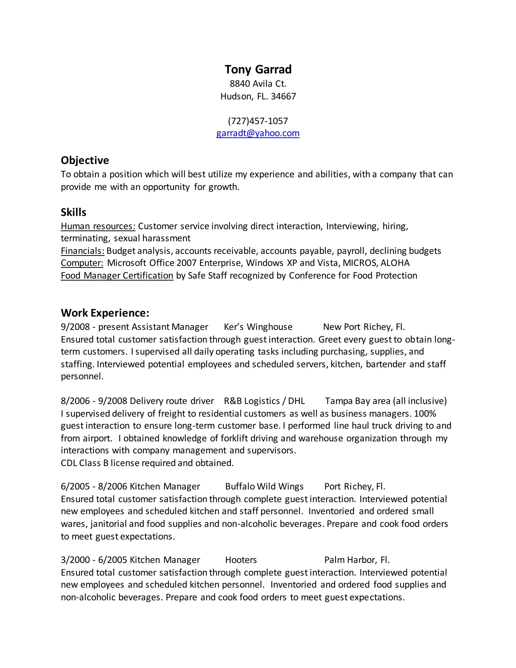 new resume | DOCX | Resume Writing and Advice | Job Search