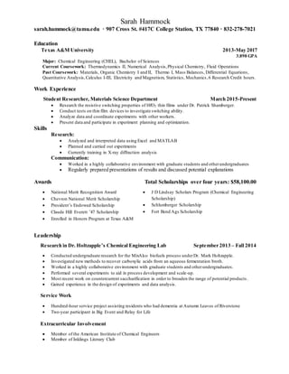 Sarah Hammock Resume Fall 2015 | PDF