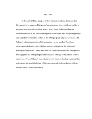 The Inklings. J.R.R. Tolkien and C.S. Lewis Collectively Provide ...