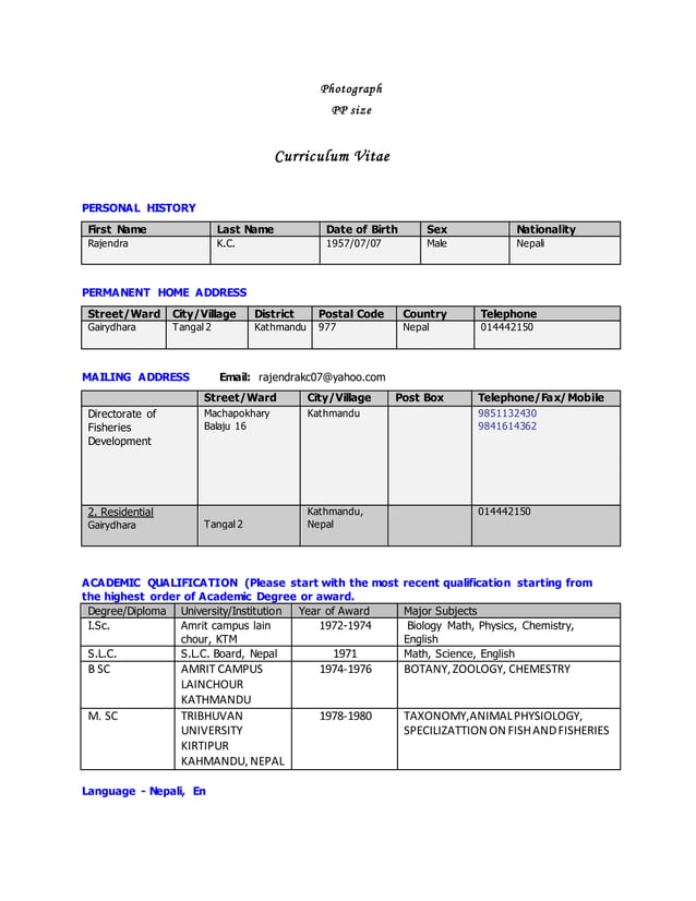 CV Rajendra KC 23 | PDF