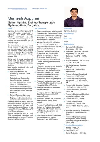 Sumesh_Appunni_CV | PDF | Rail Travel | Travel Type