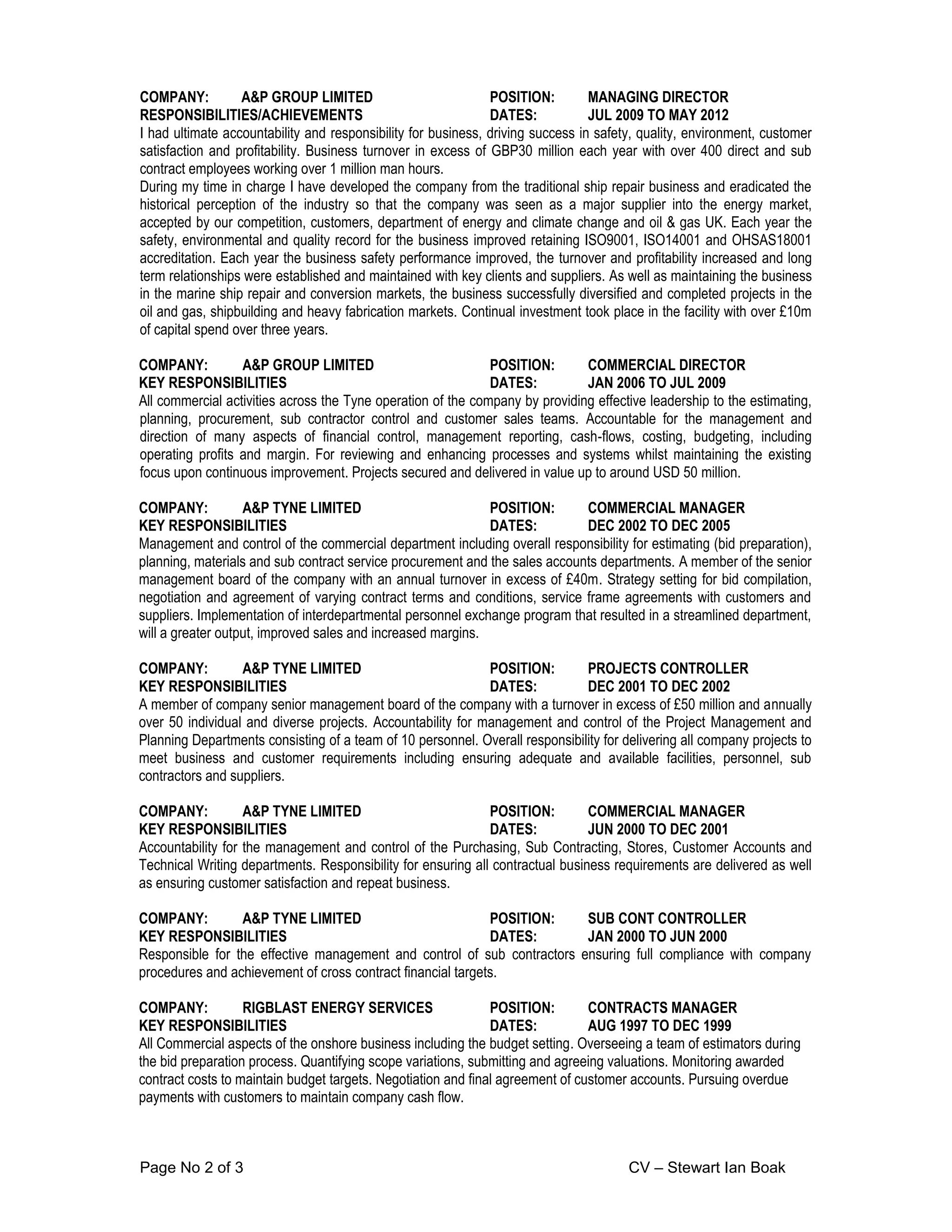 CV - STEWART IAN BOAK - May 15 | PDF