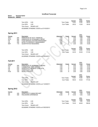 Amanda Harter NAU transcript unofficial | PDF | Undergraduate Education | College Education