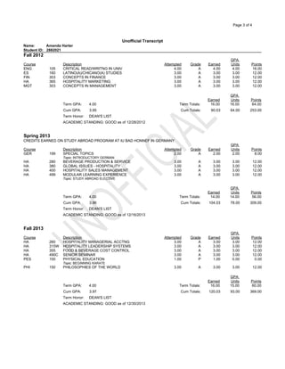 Amanda Harter NAU transcript unofficial | PDF | Undergraduate Education | College Education