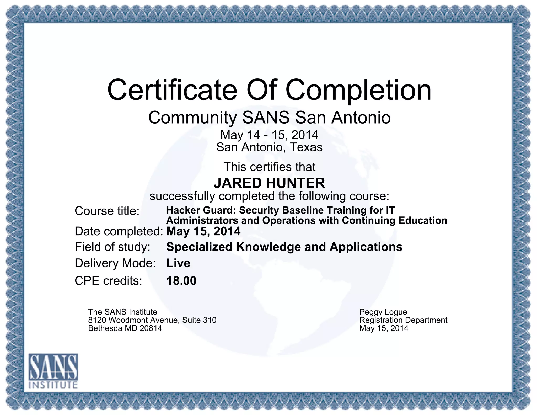 Sans Hacker Guard - Security Baseline Training for IT Admininstrators ...