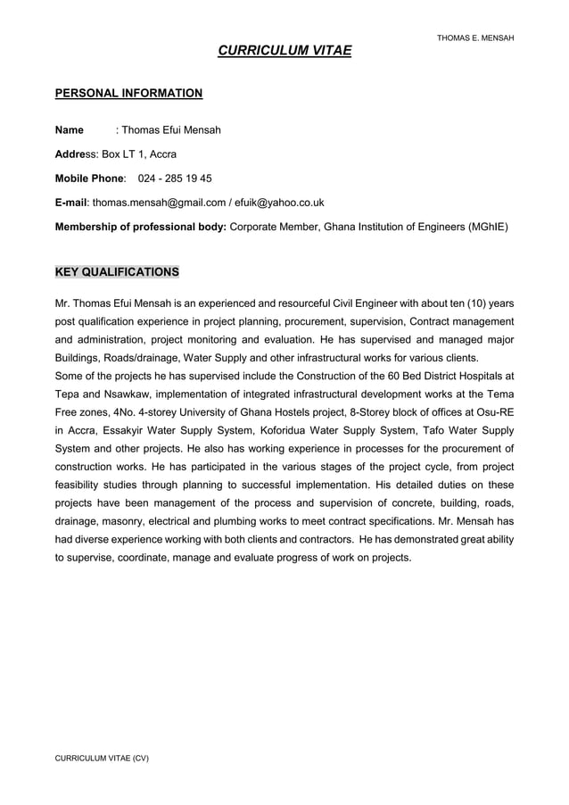 Thomas Mensah - CV GE | PDF