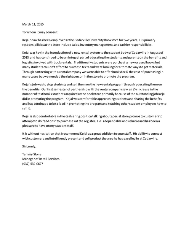 Kejal Shah recommendation letter | DOCX