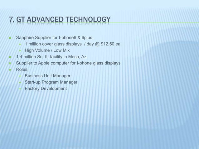 GT Advanced Technology Experience presentation 2016 April 24 | PPT