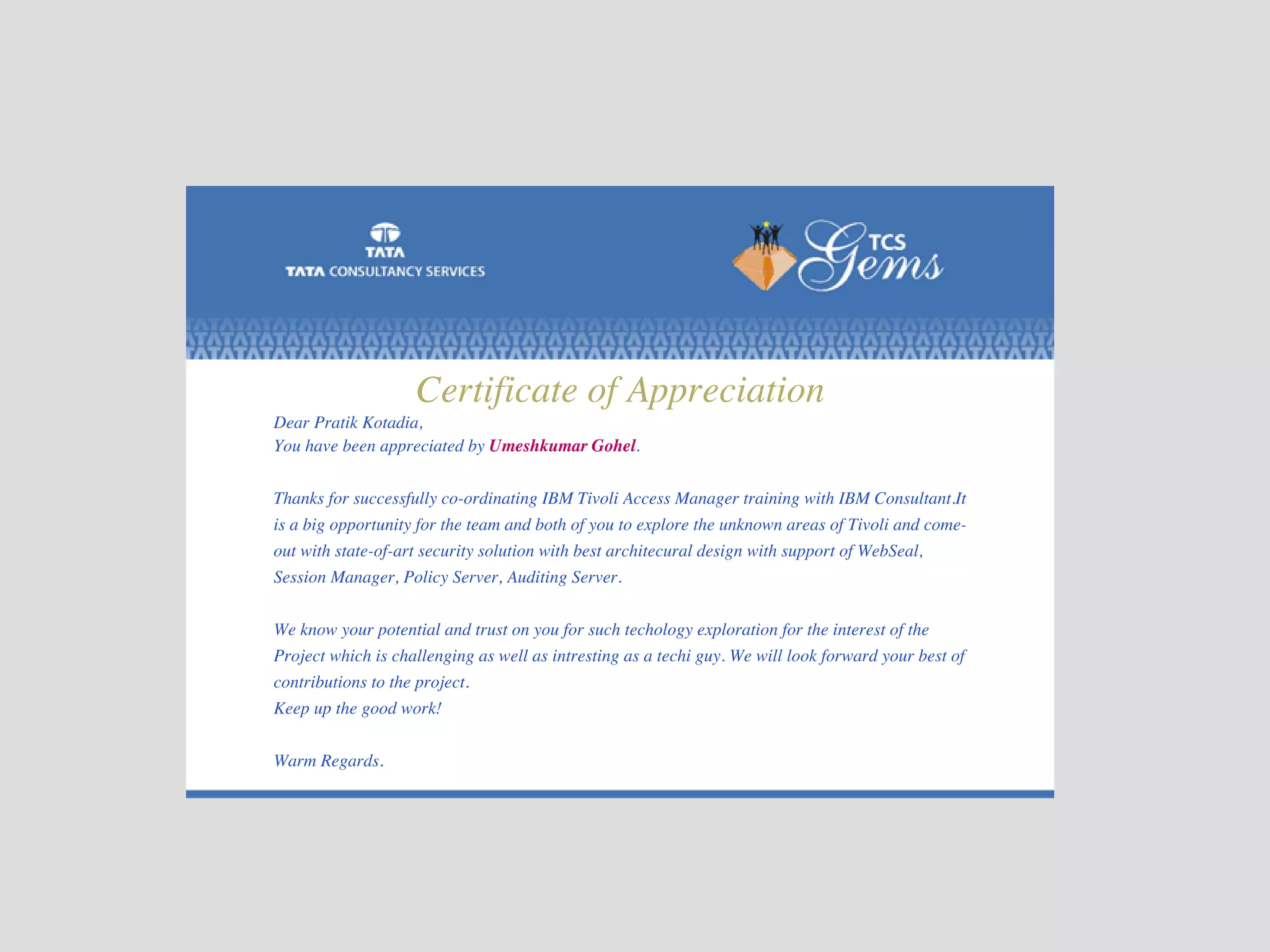 Awards and Appreciation as software engineer | PDF