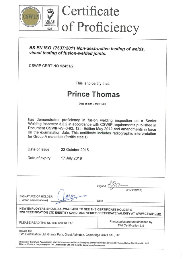 CSWIP,QMS&NDT CERTIFICATES | PDF