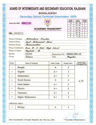 Secondary School Certificate and Transcript | PPT